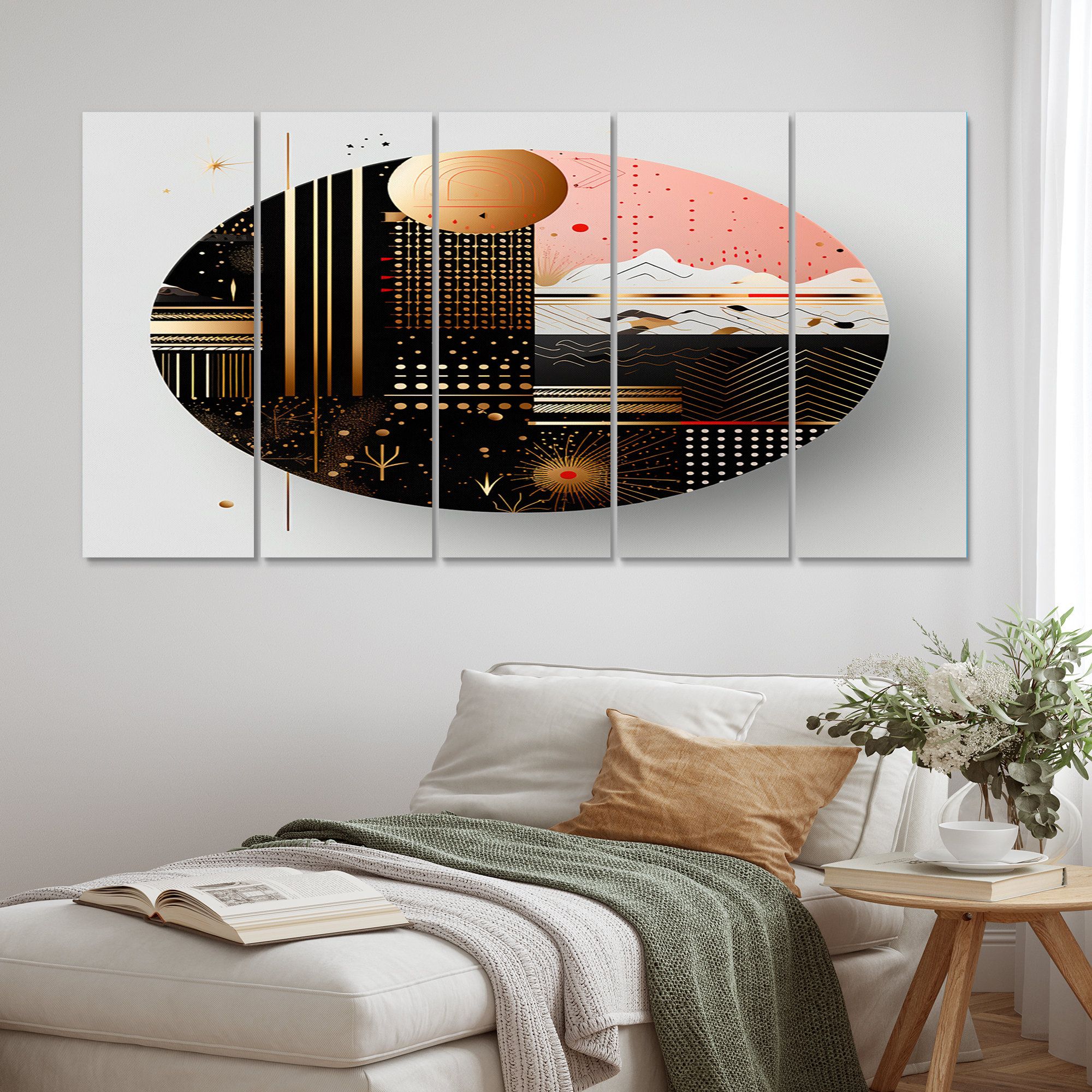 Latitude Run® Boho Chic Celebration Geometric Circle Art V - Abstract Spirals Canvas Wall Art ...